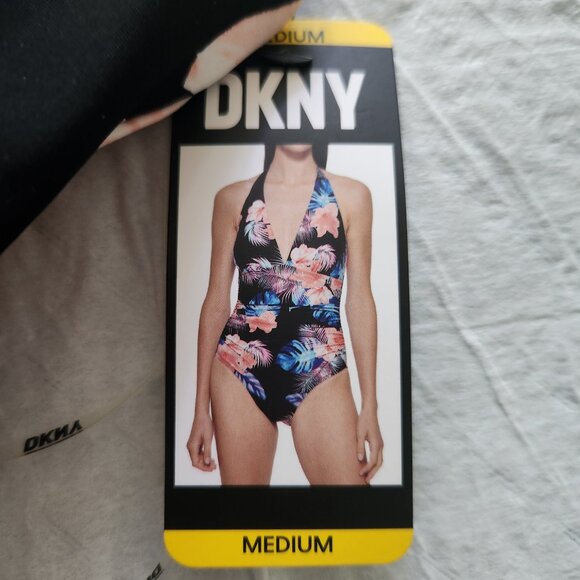 Dkny | Swim | Dkny Womens Swimsuit Brand New Size M One Piece Black Floral | Poshmark